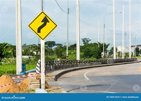 Reverse Curve Sign Notice Warning Of Curve Road Stock Image Image Of