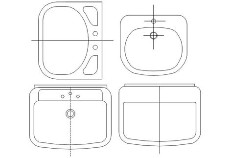 Wash Basin Cad Blocks Autocad Dwg File Cadbull