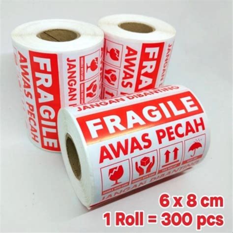 Fragile Beware Of Broken Stickers 8 X 6 Cm 1 Roll 300 Pcs Shopee Singapore
