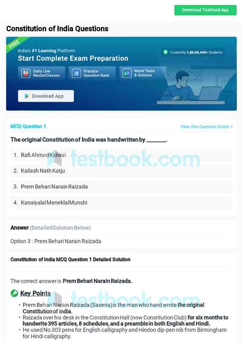 Mcq On Constitution Of India Eea A F F Ebe Constitutional Law Studocu