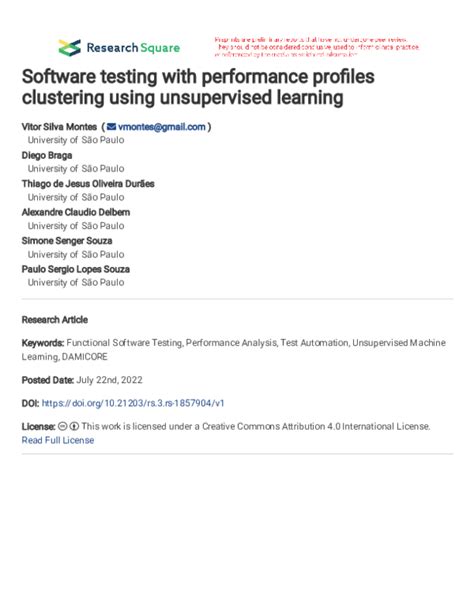pdf software testing with performance profiles clustering using