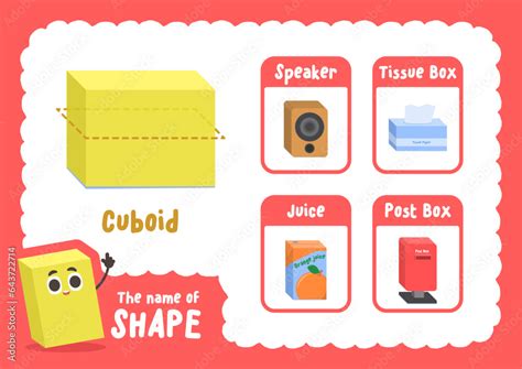 Learning Cuboid Shape Sheet With Object Cards Illustration Cartoon Vector Design On White