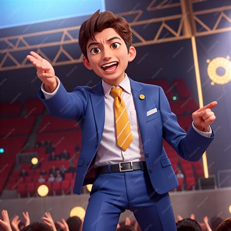 Premium Ai Image A Man In A Blue Suit With A Yellow Tie And A Woman