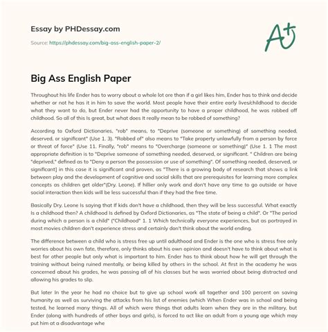 Big Ass English Paper Essay Example