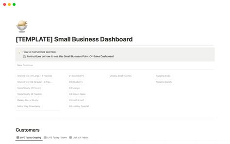 Small Business Dashboard Template By Jewelcrystal Notion Marketplace
