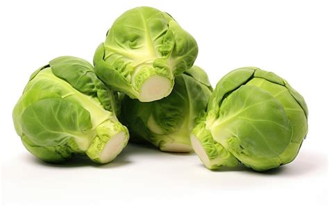 Premium Photo Brussels Sprouts In Seclusion On White Background