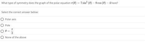 Solved What Type Of Symmetry Does The Graph Of The Polar Chegg