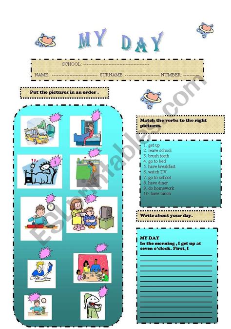 My Day Esl Worksheet By Aycamind