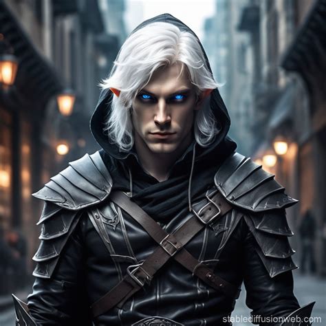 Male Hooded Half Elf Rogue In City Stable Diffusion Online