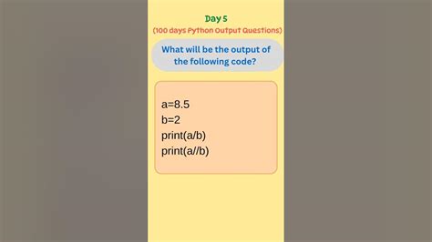 Day 5 100 Days Of Python Output Questions Youtube
