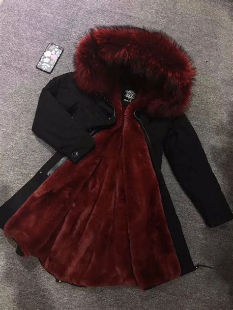 긴 검은색 코튼 쉘 남성 겨울 캐주얼 외투 두께 버건디 인조 모피 안감fur Linedthick Winterfur Winter Aliexpress