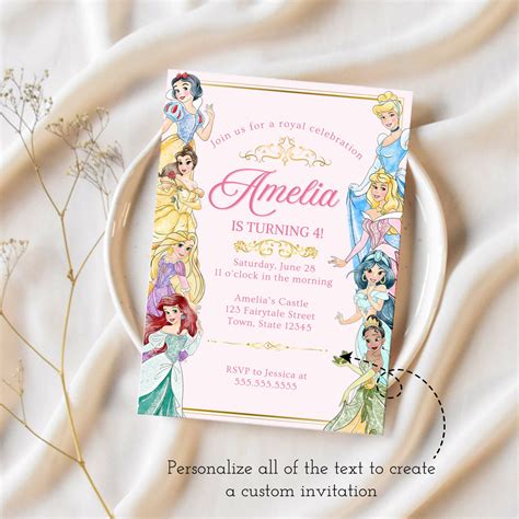Disney Princess Birthday Invitations Princess Birthday Invitations