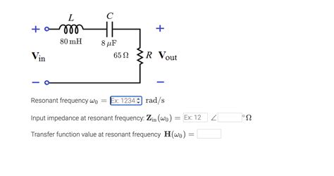 Solved Resonant Frequency ω0 Radsinput Impedance At