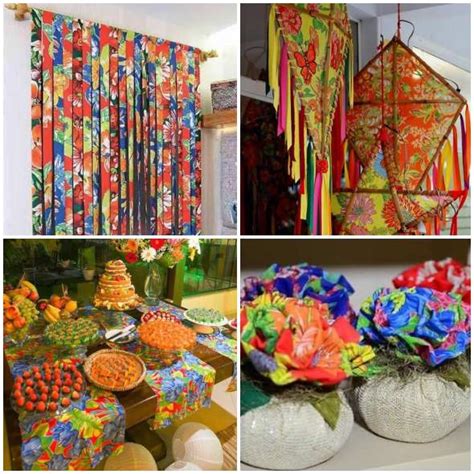 Decoração para Festa Junina Tecido Chita Como fazer em casa