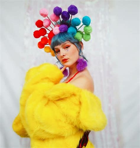 Rainbow Multicoloured Pompom Headdress Etsy Uk Headpiece Diy
