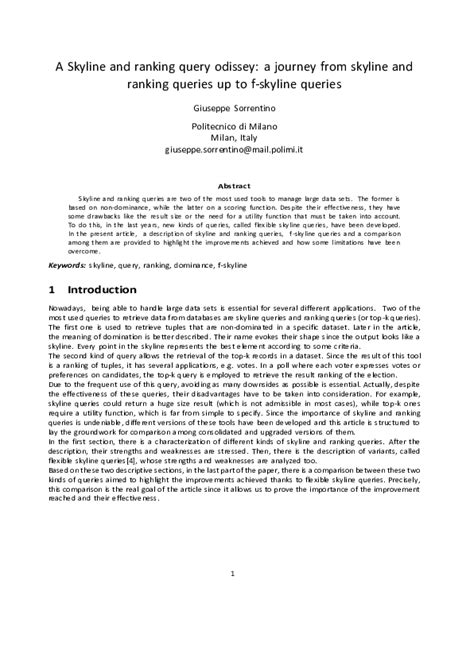 Pdf A Skyline And Ranking Query Odissey A Journey From Skyline And