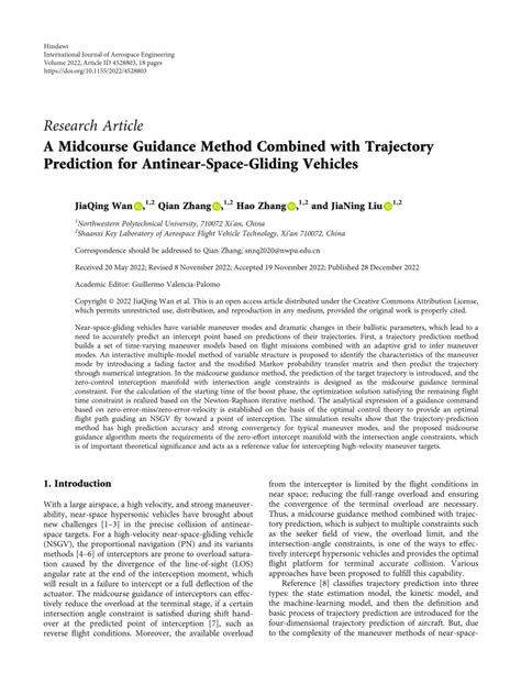 Pdf A Midcourse Guidance Method Combined With Trajectory Prediction