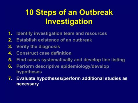 Outbreak Investigation Steps Ppt