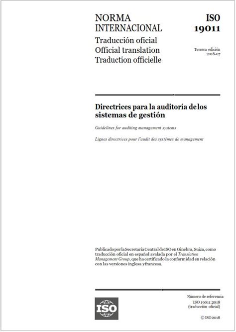 Iso 19011 2018 Directrices Para La Auditoría De Los Sistemas De
