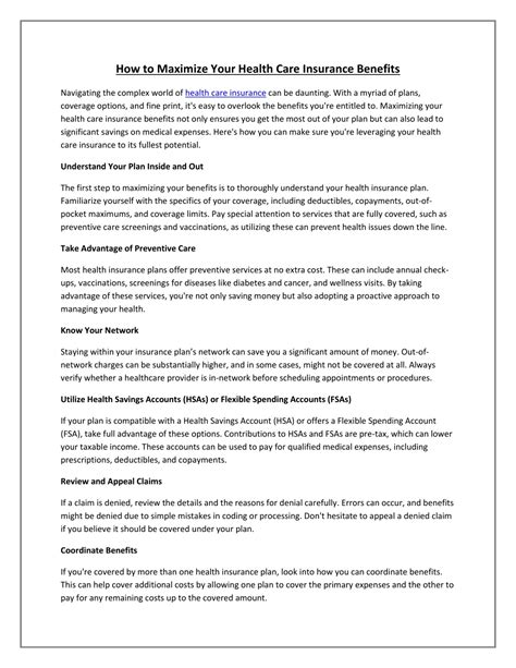Ppt How To Maximize Your Health Care Insurance Benefits Powerpoint