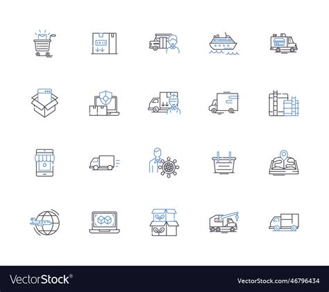 Inventory Management Line Icons Collection Vector Image