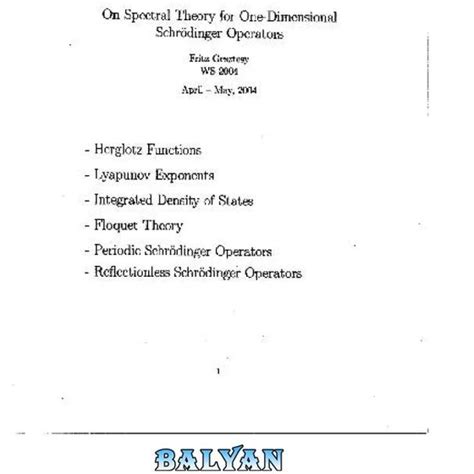 خرید و قیمت دانلود کتاب On Spectral Theory For One Dimensional Schrodinger Operators ترب