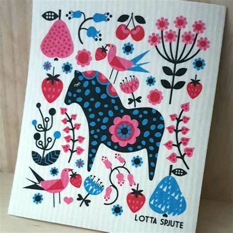 Lotta Spjute Zweedse Vaatdoek Dalarna Paard Bol