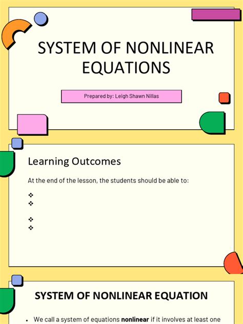 System Of Nonlinear Equation Pdf Equations Nonlinear System
