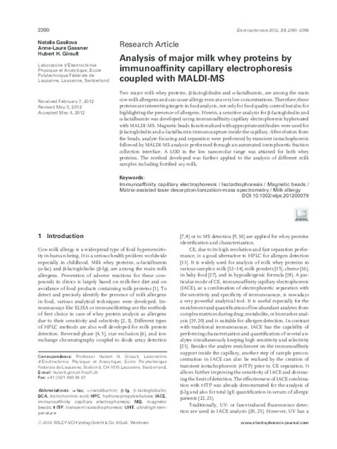Pdf Fractionation Of Whey Proteins With A Hexapeptide Ligand Affinity