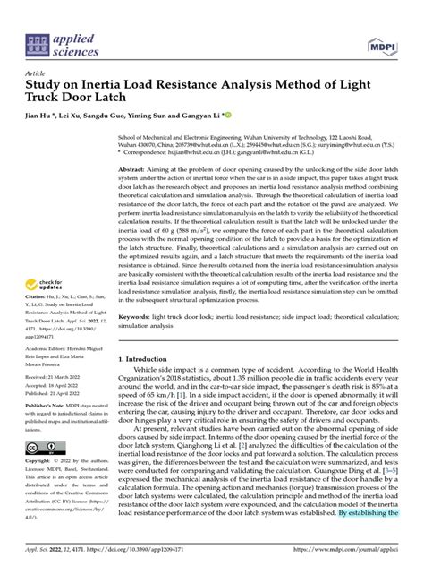 Study On Inertia Load Resistance Analysis Method Of Light Truck Door