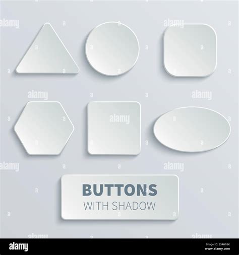 White 3d Blank Square And Rounded Button Vector Set Button Banner Round Badge Interface For