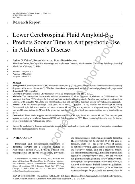 Pdf Lower Cerebrospinal Fluid Amyloid β42 Predicts Sooner Time To