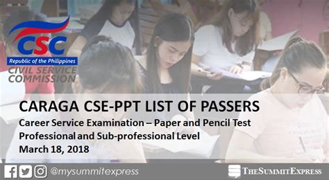 CARAGA Passers March 2018 Civil Service Exam Results CSE PPT