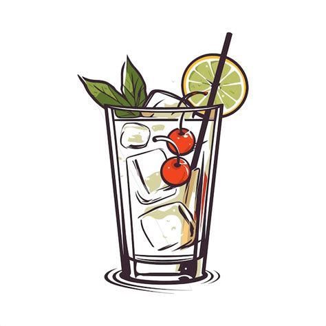 Premium Vector Cocktail Drink Glass Vector Illustration