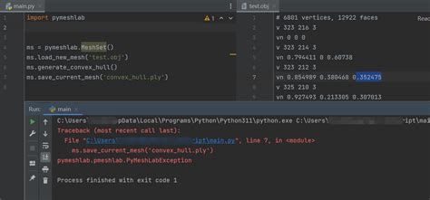 Python Can Not Save Mesh When Using Pymeshlabmeshsetsavecurrentmesh Stack Overflow