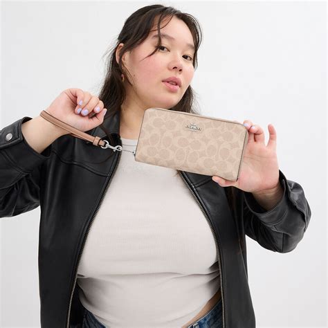 Long Zip Around Wallet In Signature Canvas Sandtaupe