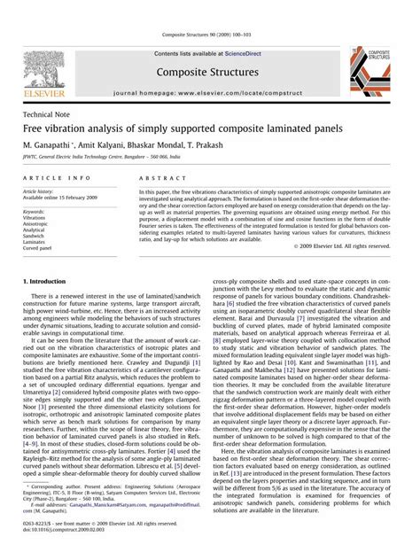 Pdf Free Vibration Analysis Of Simply Supported Composite Laminated