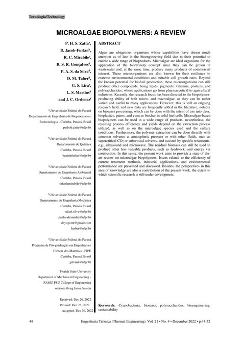 Pdf Microalgae Biopolymers A Review