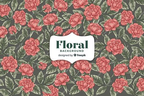 손으로 그린 꽃 배경 무료 벡터