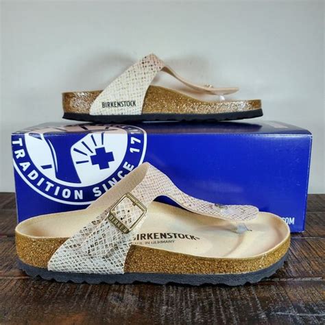 Birkenstock Shoes Birkenstock Gizeh Sandals Womens Mens Sizing Regular Shiny Python Eggshell