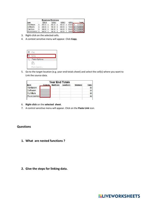 Lesson 1 Creating Nested Functions And Linking Data Worksheet Live