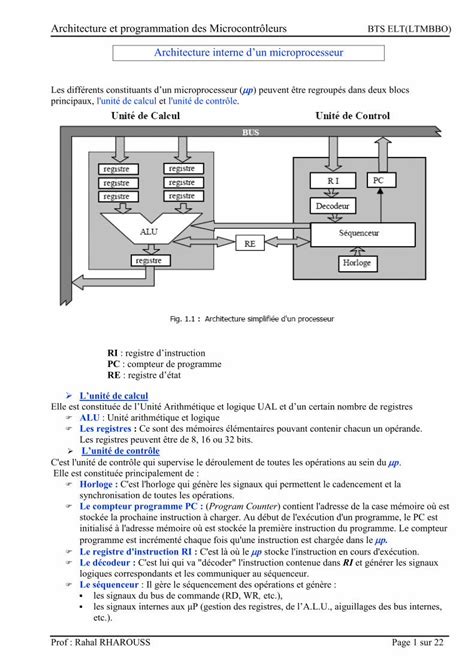 PDF Architecture et programmation des Microcontrôleurs BTS ELT