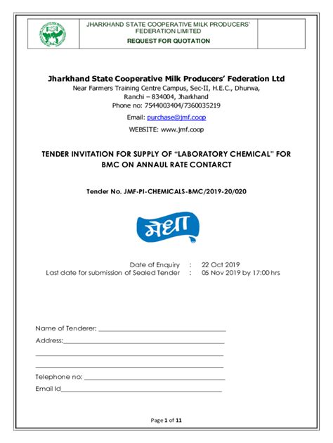 Fillable Online Jharkhand State Cooperative Milk Producers Federation