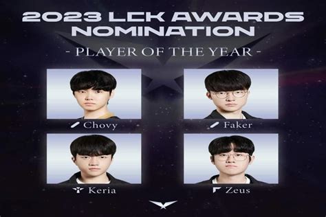 Lck 올해의 선수 후보는 페이커·쵸비·제우스·케리아