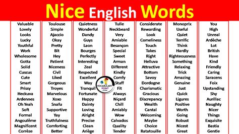 Very Nice Feeling Words
