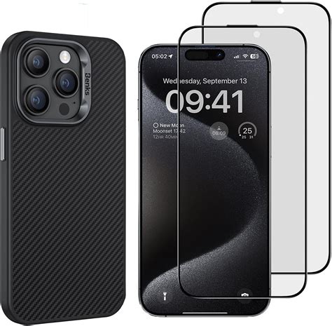 BENKS Funda Construida Con Fibra De Aramida Kevlar 600D 2 Protectores De Pantalla Mate Para