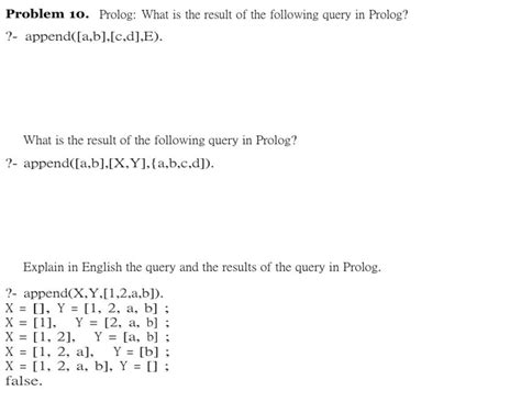 solved problem 10 prolog what is the result of the