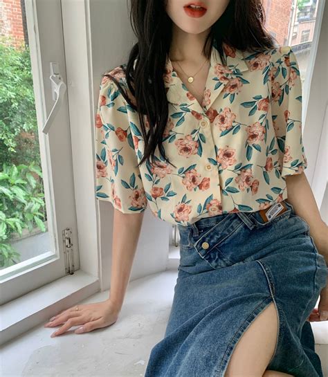 Retro Sweet Floral Chiffon Blouse Shirt Tomscloth
