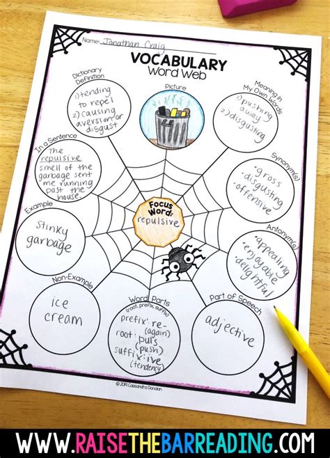 Vocabulary Word Web Graphic Organizer For Ells Raise The Bar Reading