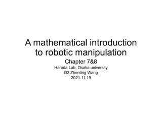 A Mathematical Introduction To Robotic Manipulation Pdf